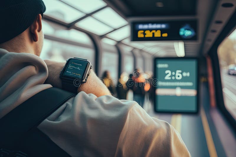 Person, Using Smartwatch To Get Real-time Updates on Public ... Person, Using Smartwatch To Get Real-time Updates on Public ...