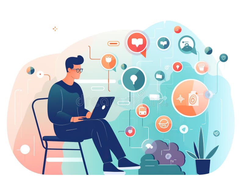 A Person Using Social Media Platforms and Other Online Services ...