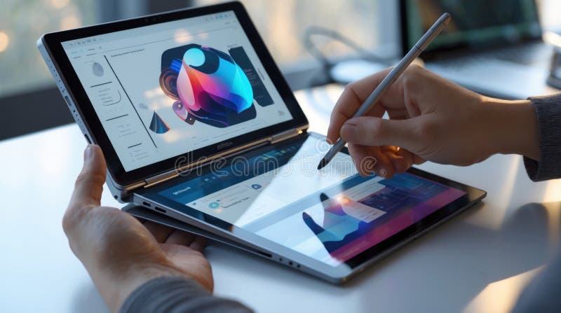 Creative Design Process on a Modern Tablet with Stylus Pen Stock Photo ...