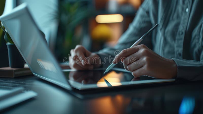The Person Using Tablet.AI Generated Image Stock Photo - Image of ...