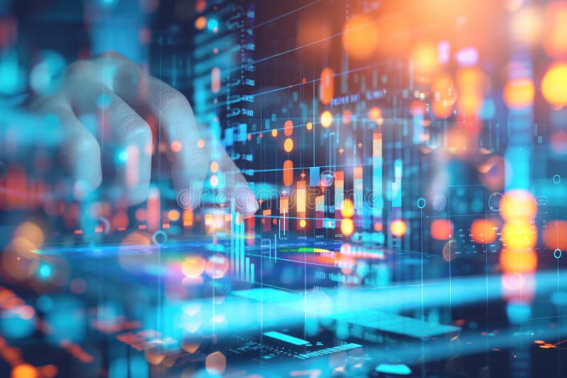 Person Using a Tablet Analytics Data with AI ,Abstract Technology ...