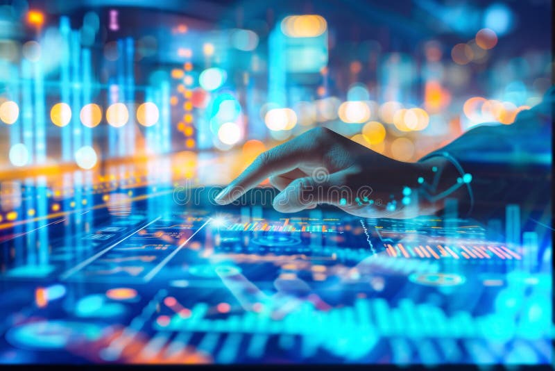 Person Using a Tablet Analytics Data with AI ,Abstract Technology ...