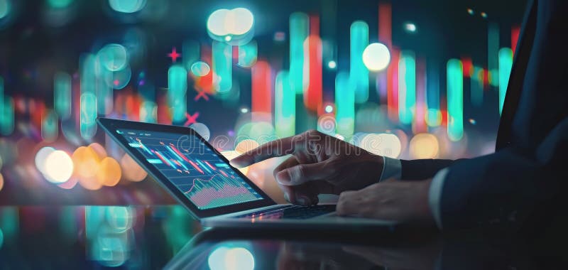 Person Using a Tablet in a Dark Room Stock Illustration - Illustration ...