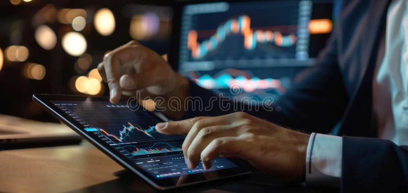 Person Using a Tablet in a Dark Room Stock Illustration - Illustration ...