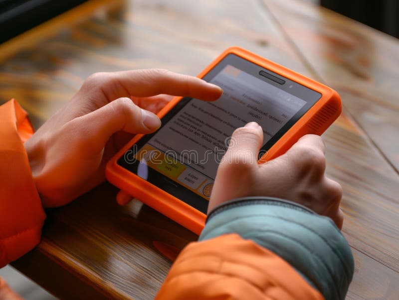 Person Using a Tablet Outdoors Stock Image - Image of jacket, accessing ...