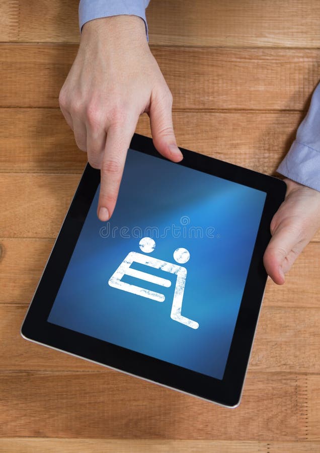 Person Using Tablet with Shopping Trolley Icon Stock Image - Image of ...