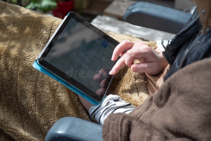 Person using tablet stock photo. Image of internet, cellular - 179652102