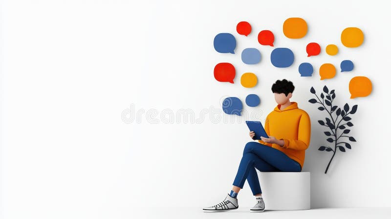 Person Using Tablet with Social Media Icons Stock Illustration ...