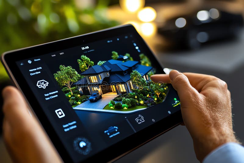 Person Using a Tablet To Control a Smart Home System, Showcasing Modern ...