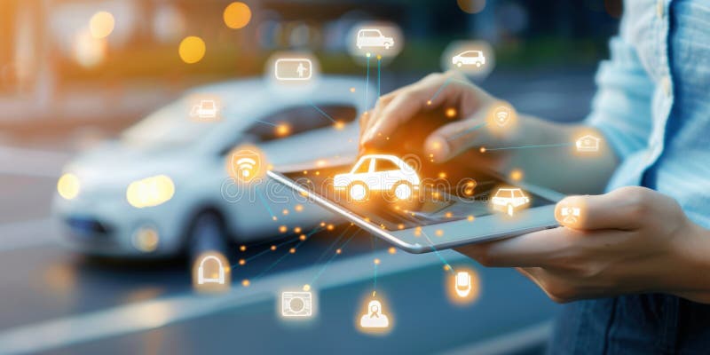 A Person Using a Tablet To Explore Car Insurance Options Online Stock ...