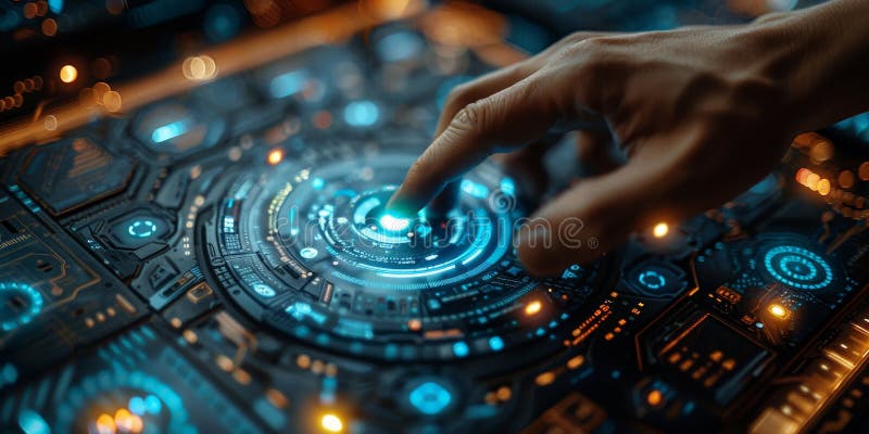 A Person is Using Their Finger To Interact with a Futuristic Screen ...