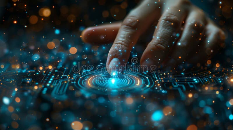 A Person is Using Their Finger To Interact with a Hightech Display ...