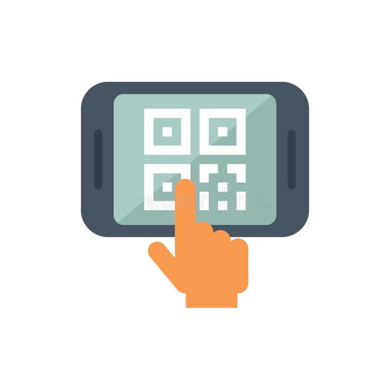 Person Holding Smartphone Scanning Qr Code with Finger Stock Vector ...