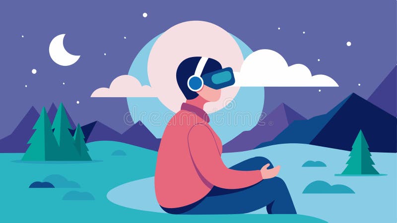 A Person Using a Virtual Reality Headset To Escape To a Serene and ... A Person Using a Virtual Reality Headset To Escape To a Serene and ...