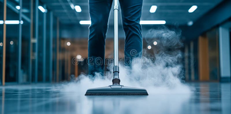 Person is Using Wet and Dry Vacuum Cleaner Creating Steam on Floor ...