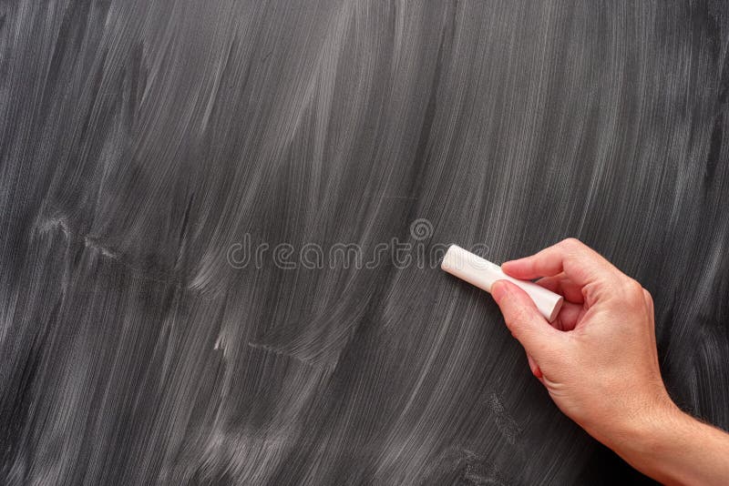 Person Using White Chalk on a Blackboard Stock Photo - Image of work ...