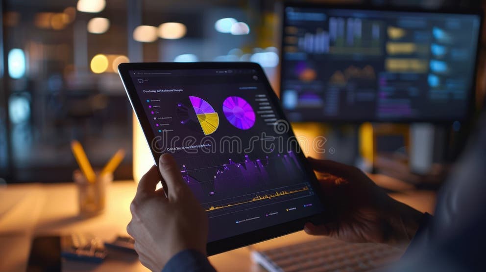 The Tablet with Data Charts.AI Generated Image Stock Photo - Image of ...