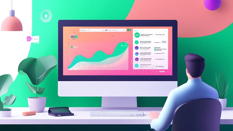 Person Viewing Business Analytics Data on Computer Screen Stock ...