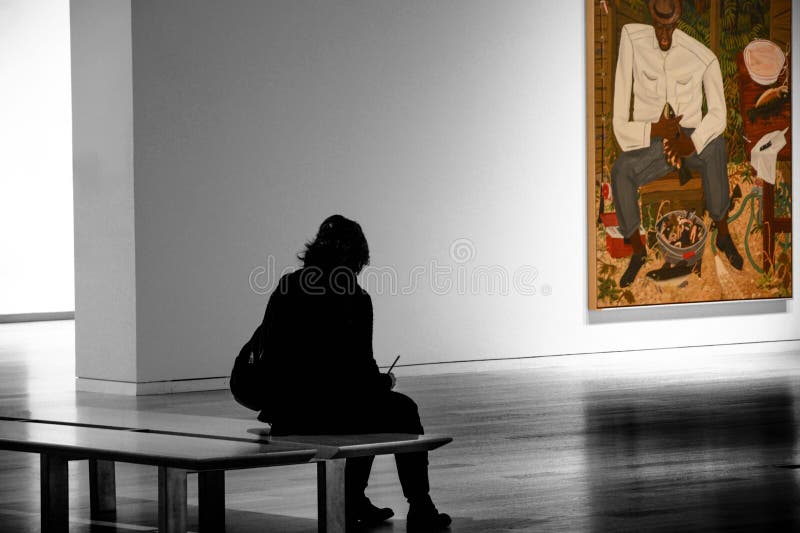 Person viewing painting stock photo. Image of contemplation - 374782774