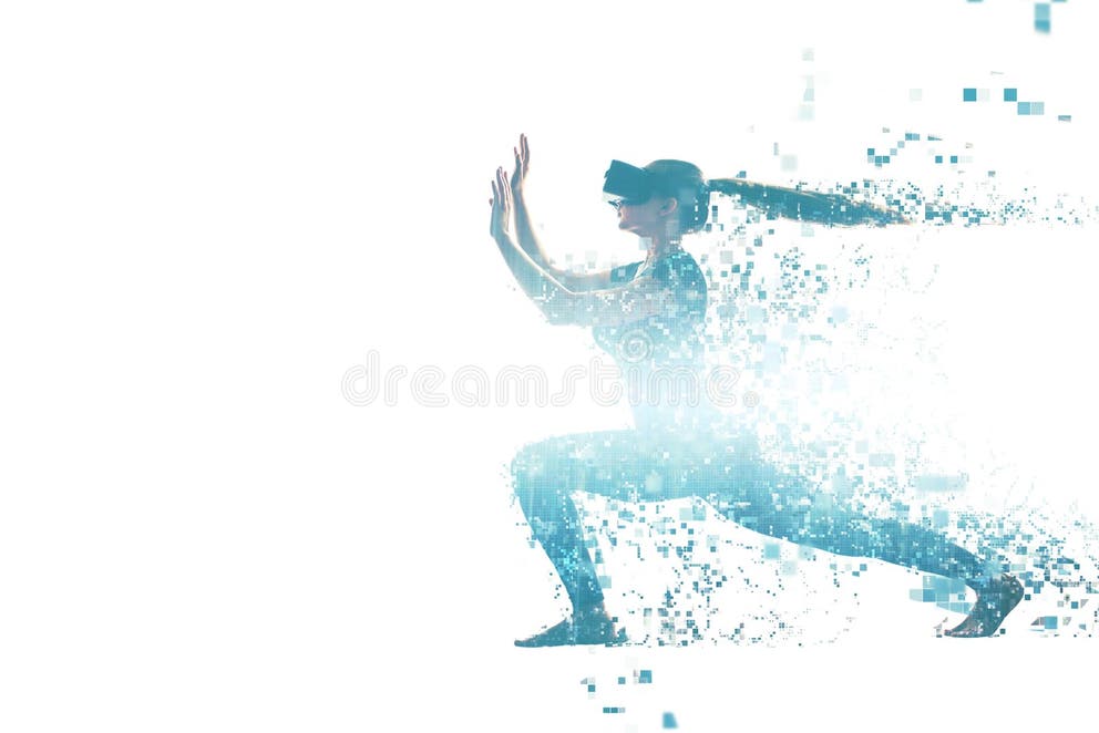 A Person in Virtual Reality Glasses is Fragmented into Pixels. VR ...