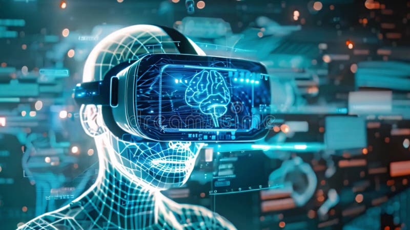 Person with VR Goggles Visualizing a Brain Scan Stock Footage - Video ...