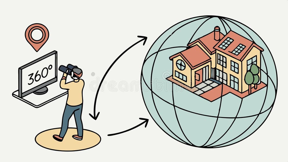 Person with VR Headset and Globe, Virtual Reality and Global Tech ...