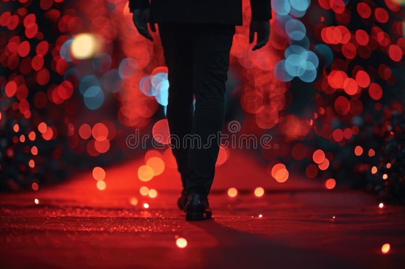 A Person Walking Alone on a Dark Street at Night, with No Visible Light ...