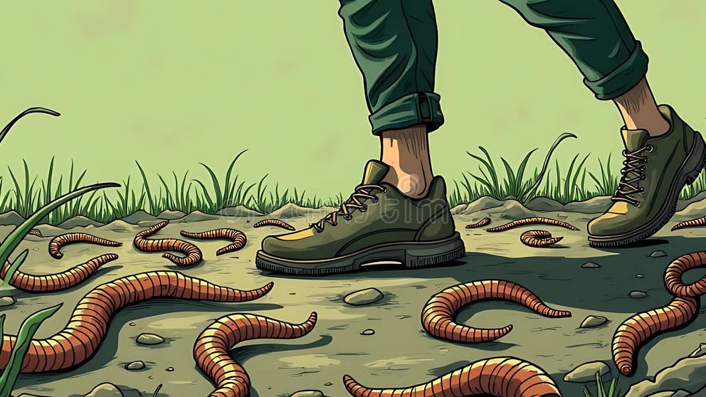 Person Walking Amongst Worms (Generative AI) Stock Illustration ...