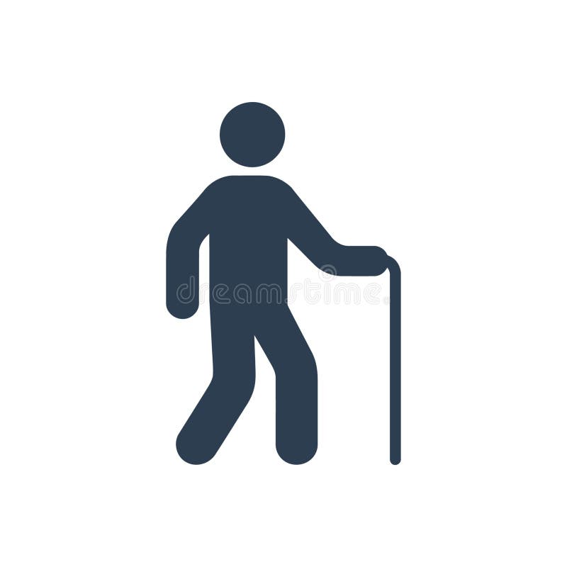 Person Walking with Cane Icon Stock Illustration - Illustration of ...