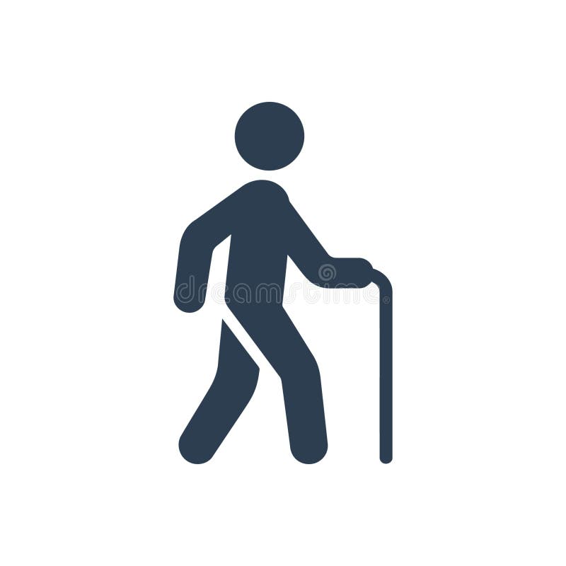 Person Walking with Cane Icon Stock Illustration - Illustration of ...
