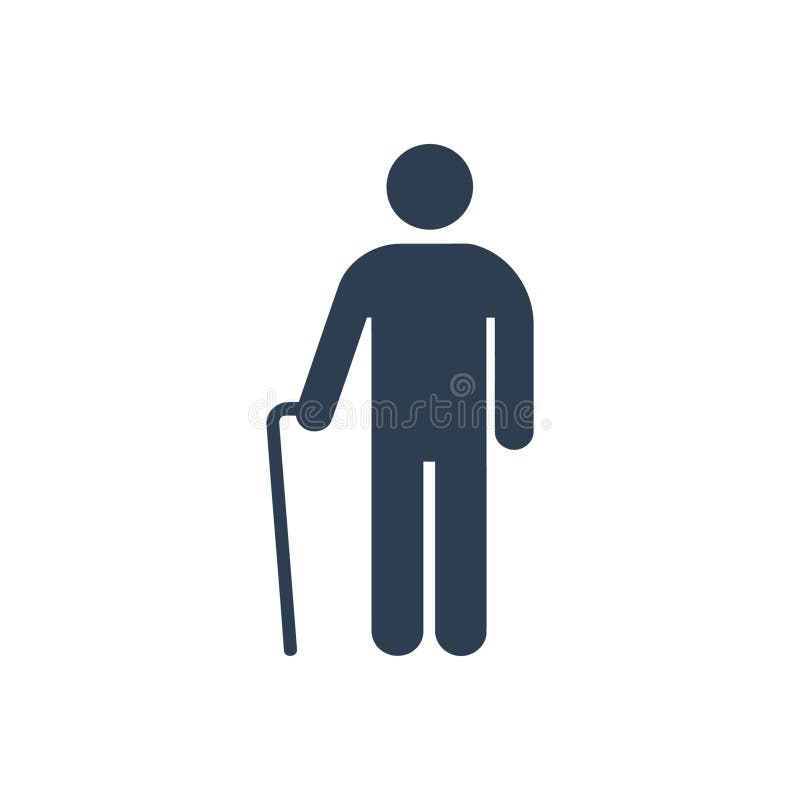 Person Walking with Cane Icon Stock Illustration - Illustration of ...