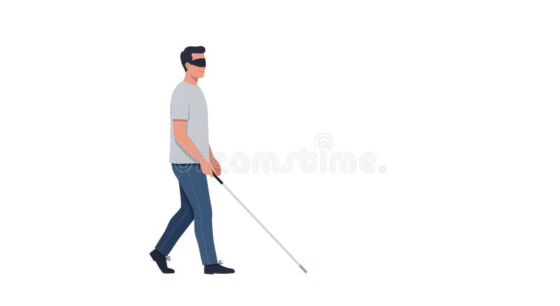 Person Walking with Cane Using Visual Aid Stock Illustration ...