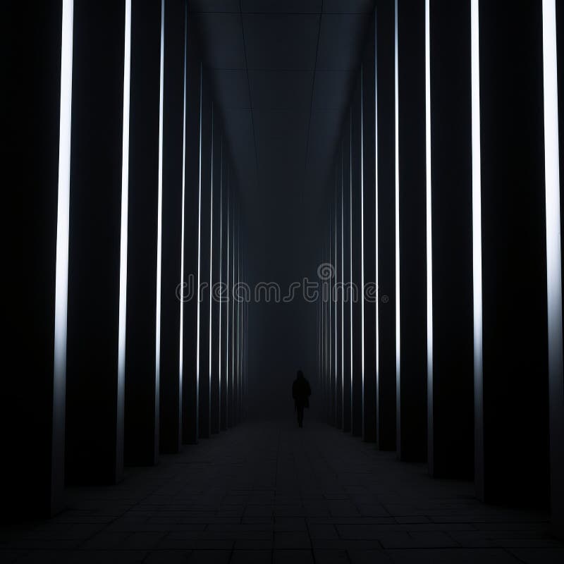 A Person Walking through a Dark Tunnel with Light Coming from the ...