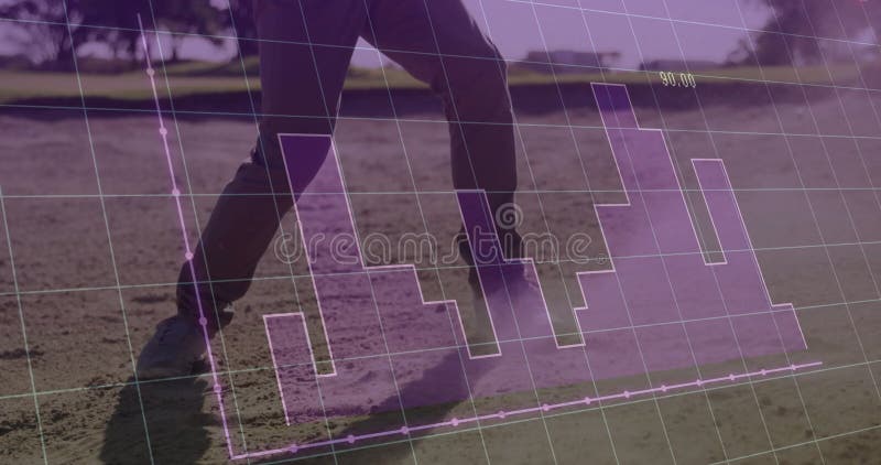 Person Walking on Dirt Path with Digital Graph Overlay Animation Stock ...