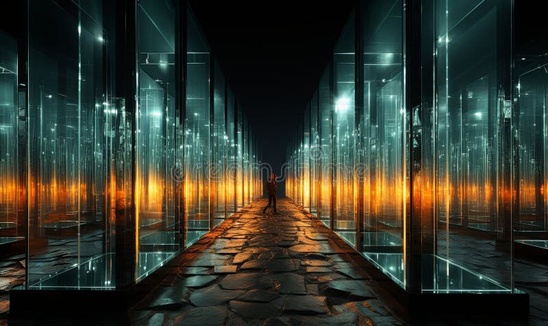 Person Walking Down Dark Room Walkway Stock Photo - Image of room ...