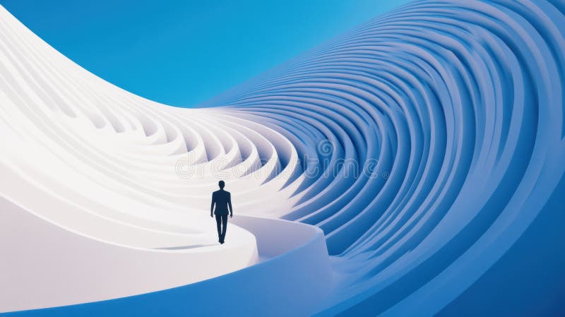 A Person Walking Down a Path that is Made of Waves, AI Stock Photo ...