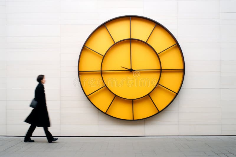 A Person Walking in Front of a Large Clock Stock Illustration ...