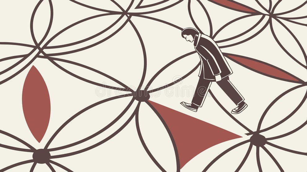 Person Walking Geometric Pattern Path Abstract Design Vector Design ...