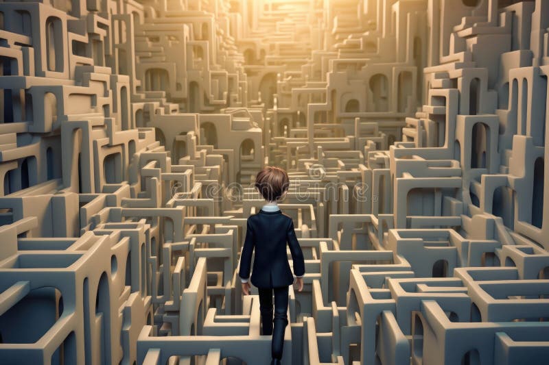 A Person Walking through a Maze in the Middle of a Maze, AI Stock Photo ...