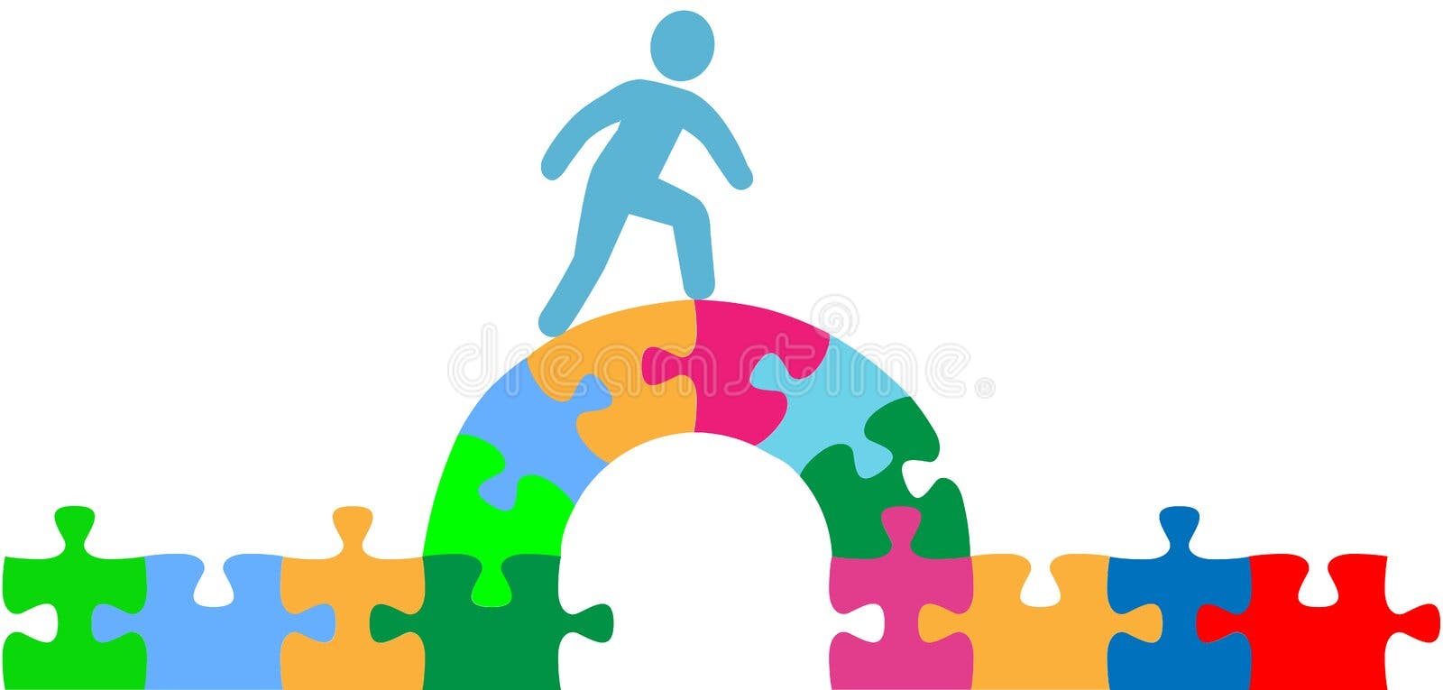 People Help Join Solve Bridge Puzzle Stock Vector - Illustration of ...