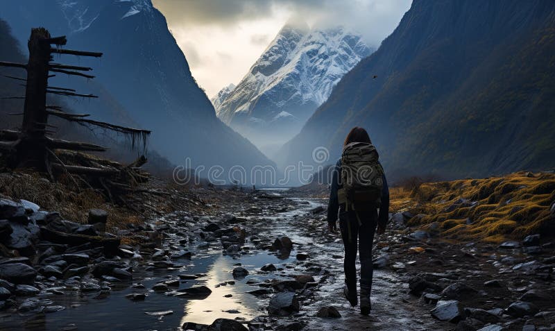 Person Walking on Rocky Mountain Path Stock Photo - Image of hiker ...