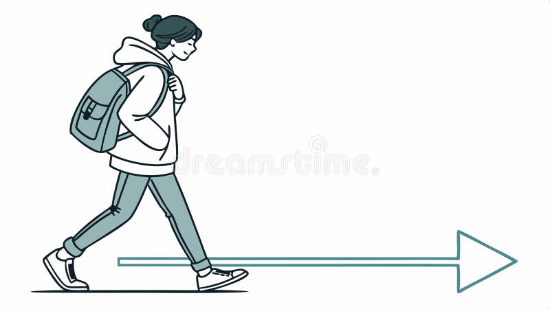 Person Walking Showing Direction with a Following Dashed Line Vector ...