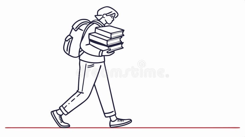 Person Walking with Stack of Books Learning Vector Design Generative AI ...