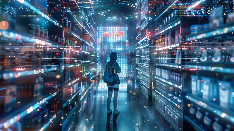 A Person is Walking through a Store Stock Illustration - Illustration ...