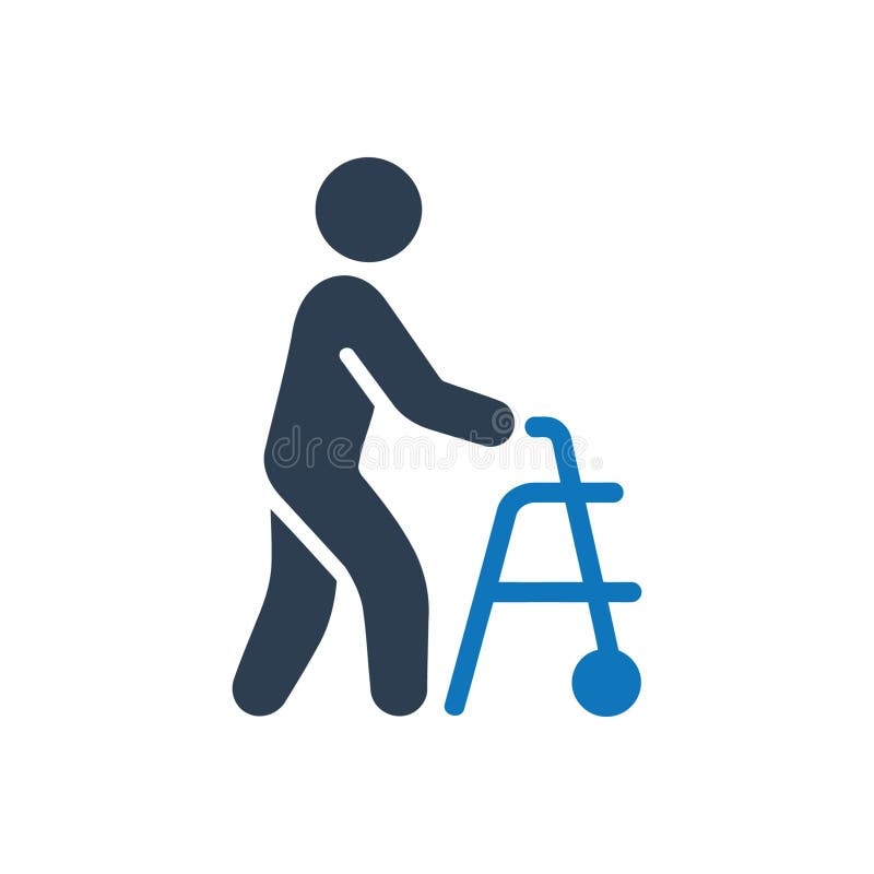 Person Walking with Walker Icon Stock Vector - Illustration of elderly ...