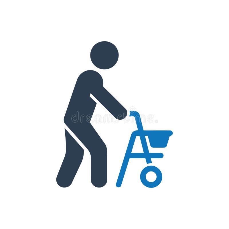 Person Walking with Walker Icon Stock Illustration - Illustration of ...
