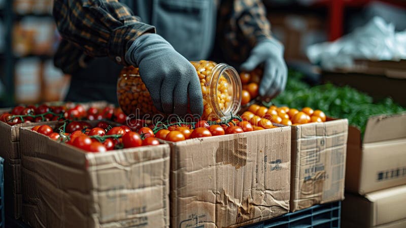 A Person in a Warehouse Sorting Yellow and Red Cherry Tomatoes into ...
