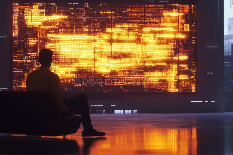 Person Watching Glowing Digital Screen Art Stock Illustration ...