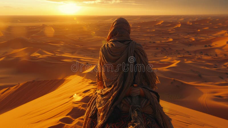 Person Watching Sunset in the Desert. Stock Photo - Image of scenic ...