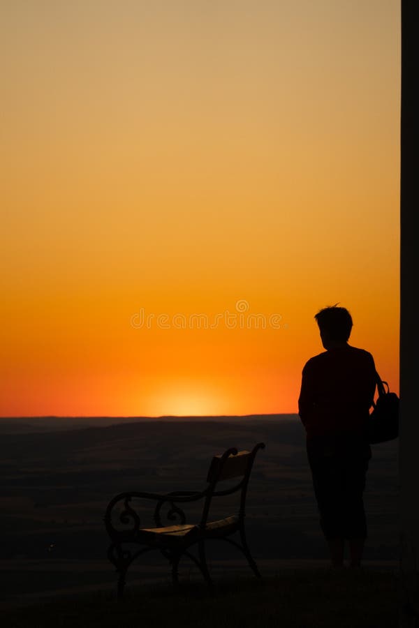A Person Watching the Sunset Stock Image - Image of people, landscape ...